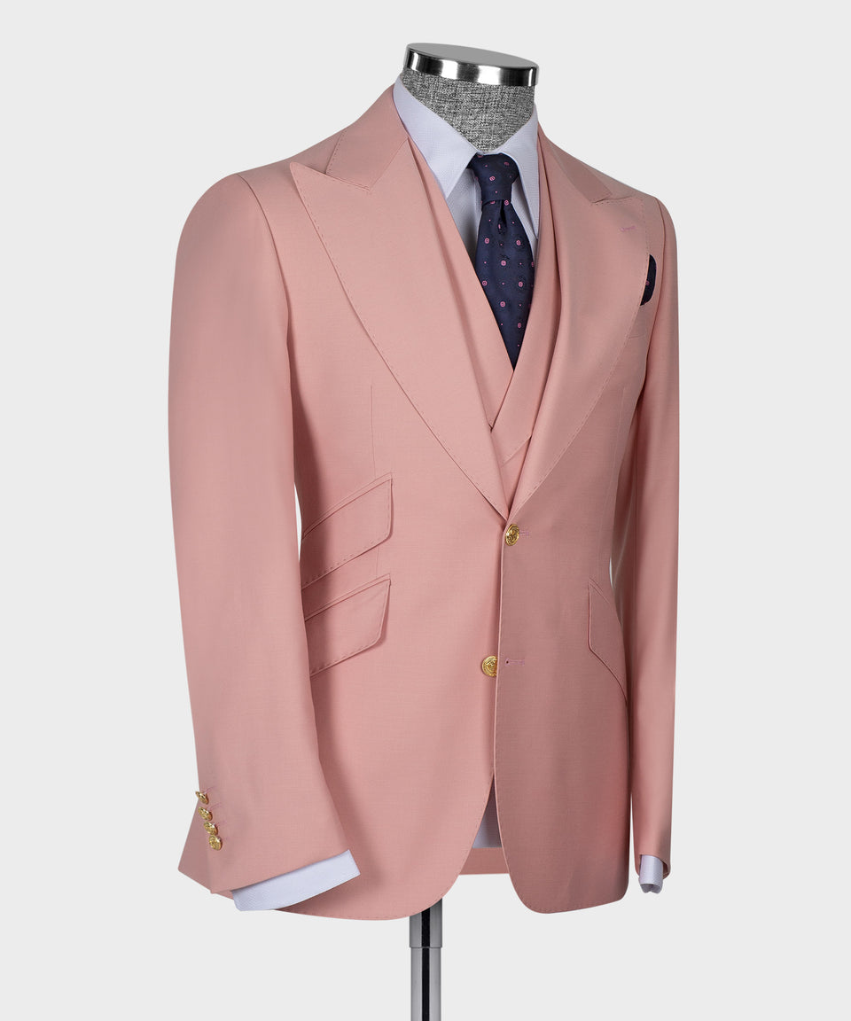 Powder Pink Golden Button Business Classic Suit – Dio Babylonian